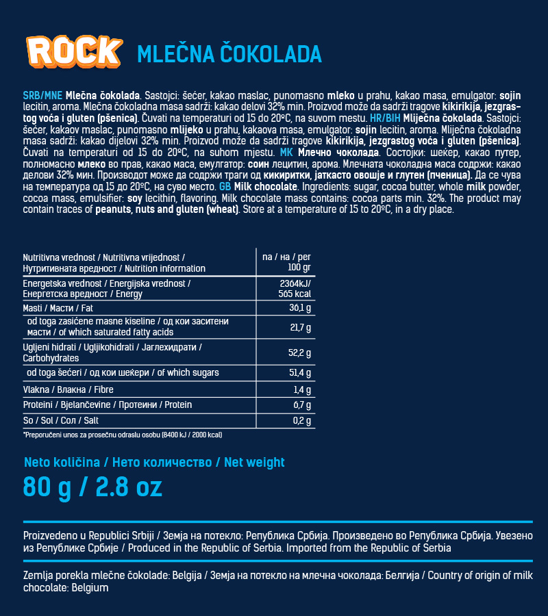 ROCK ČOKOLADA MIX 10 KOMADA - RockFam Shop